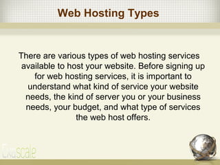 Different Types of Web Hosting Services | PPT