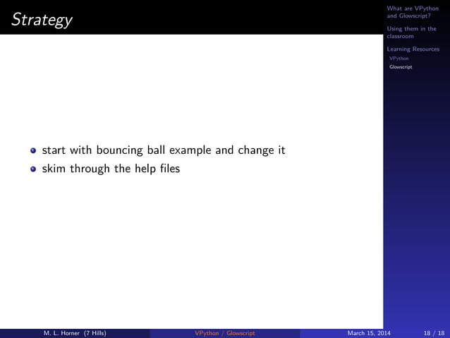 Learning Vpythonglowscript Ppt 