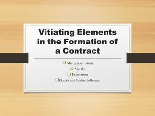 Vitiating Elements in the Formation of a Contract: Mistake and ...