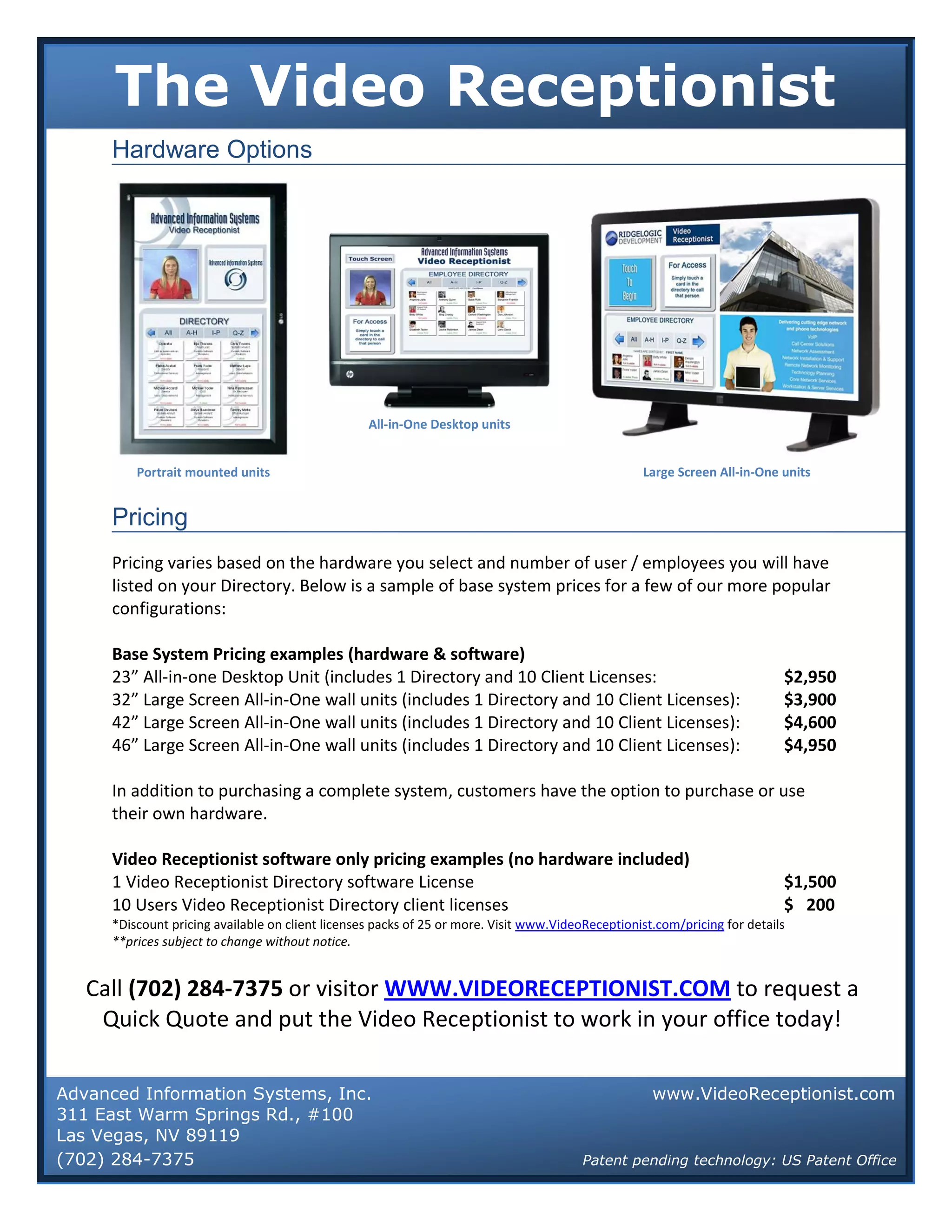 Video Receptionist Flyer | PDF