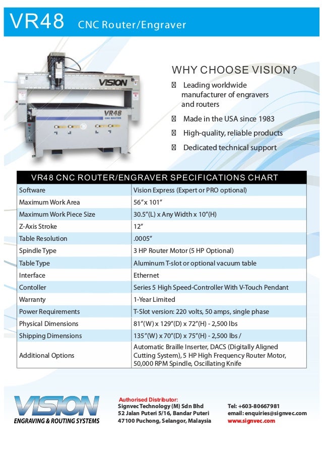 VR48 CNC Router and Engraver System | PDF