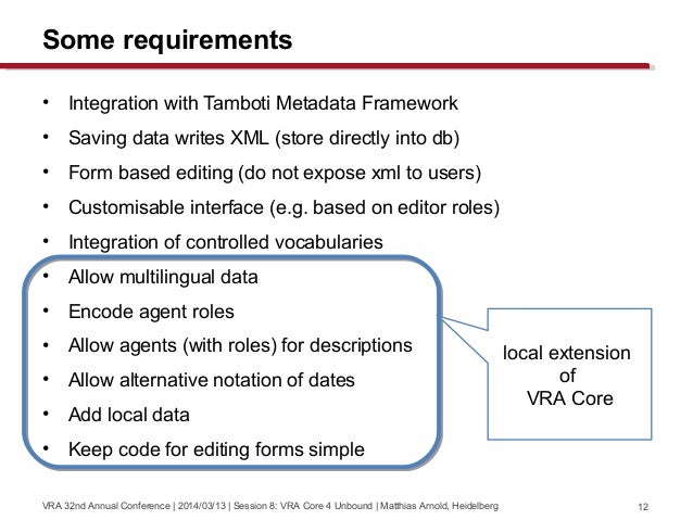 VRA Core 4 in Transcultural Studies - Adopting Core 4 XML in a DH Env…