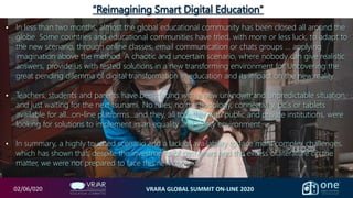 Time for Reimagining Digital Education. VRARA Global Summit 2020 | PDF