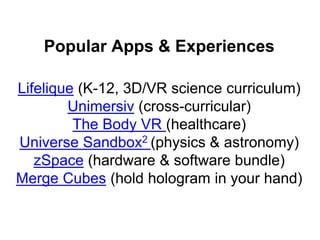 Virtual Reality and Augmented Reality in Education | PPTX