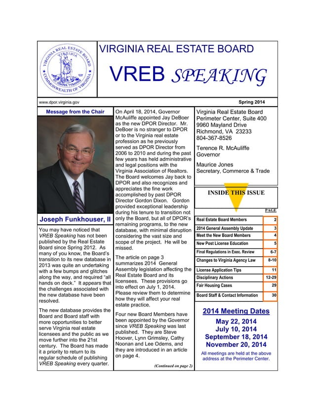 Vreb speaking spring 2014 | PDF