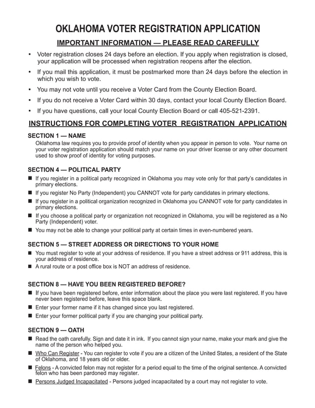 Oklahoma Voter Registration Form | PDF
