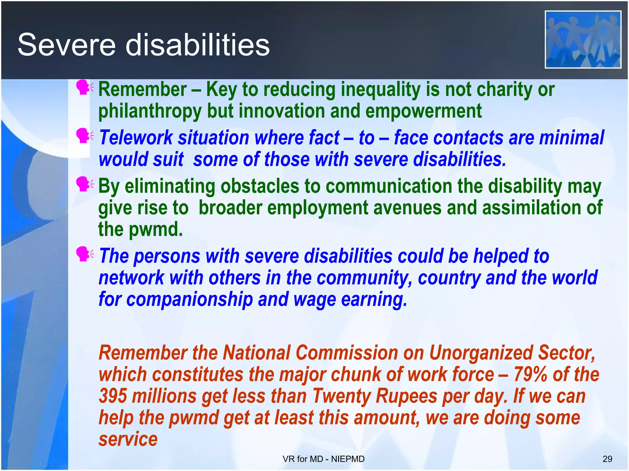 Vocational rehab for Persons with Multiple disabilities | PPT