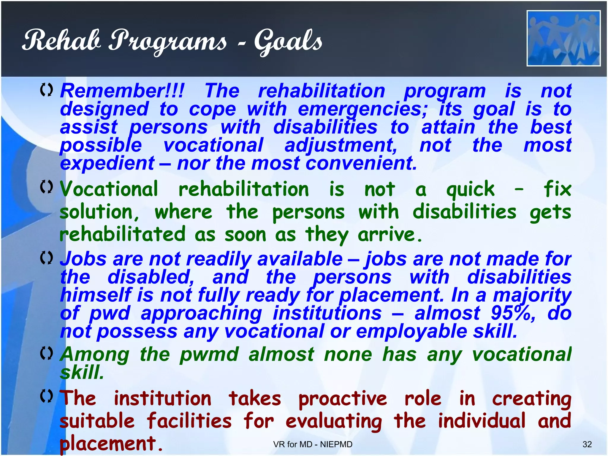 Vocational rehab for Persons with Multiple disabilities | PPT