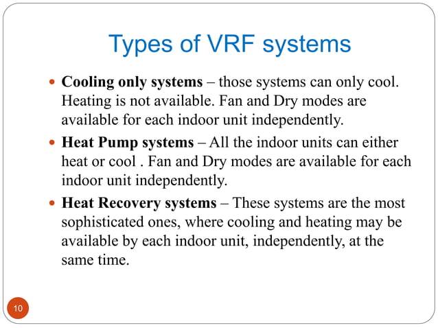 VARIABLE REFRIGERANT FLOW(VRF) ppt | PPTX | Home Appliances | Home & Garden
