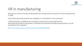 VR in manufacturing | PPTX