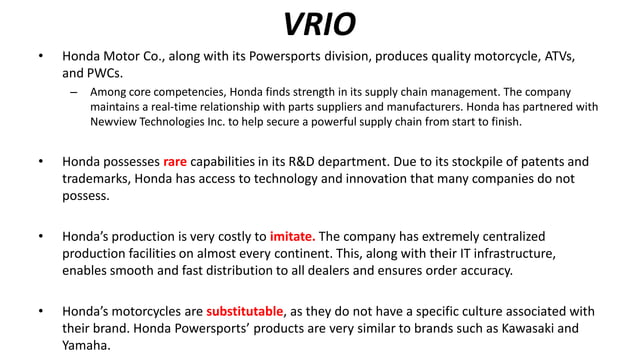 VRIO Honda and general motors | PPTX | Automotive Industry | Industries