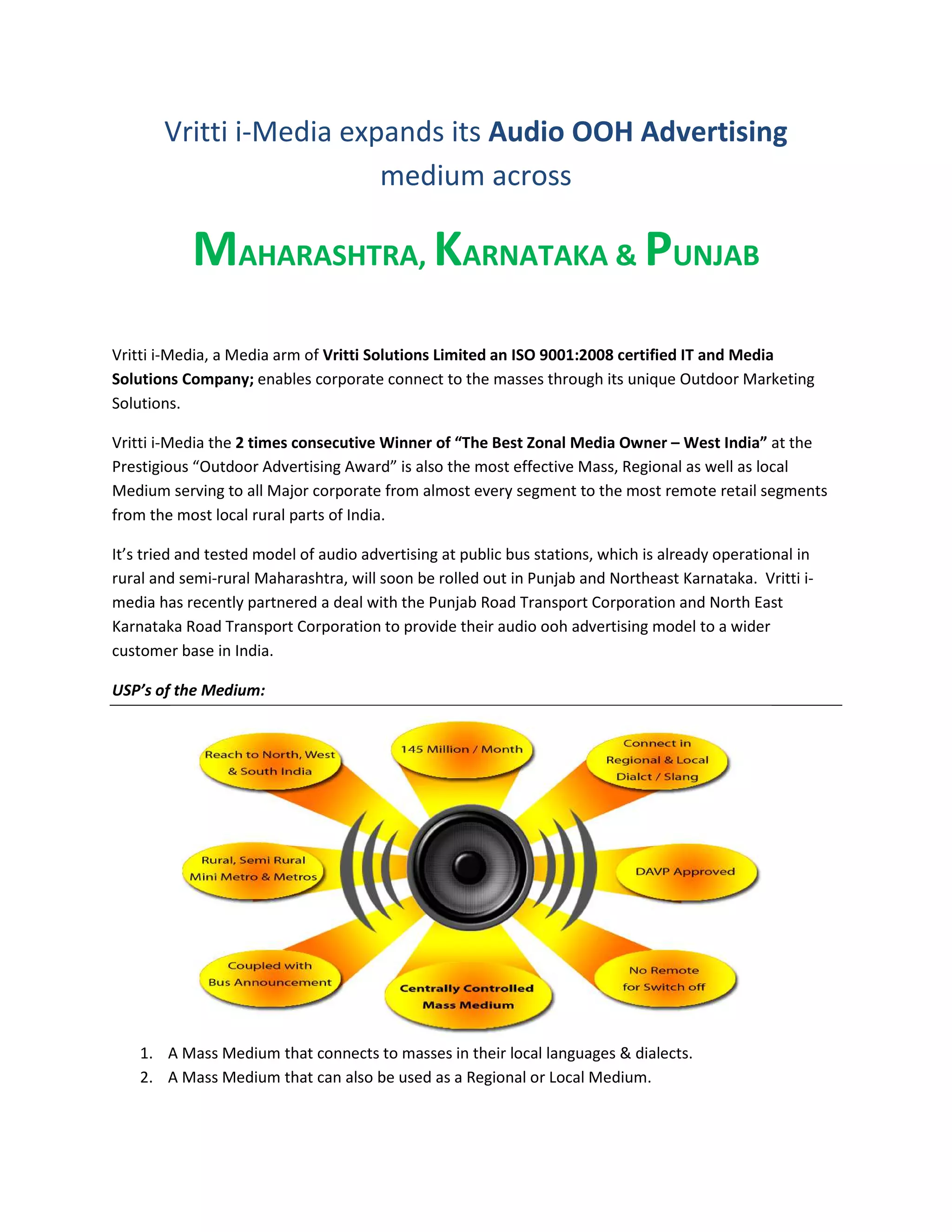 Vritti i media's audio ooh expansion | PDF