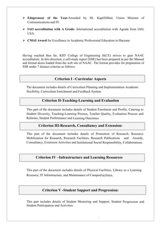 Self Study Report for #NAAC Accreditation of #KIIT College of ...
