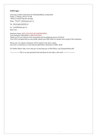 Self Study Report for #NAAC Accreditation of #KIIT College of ...