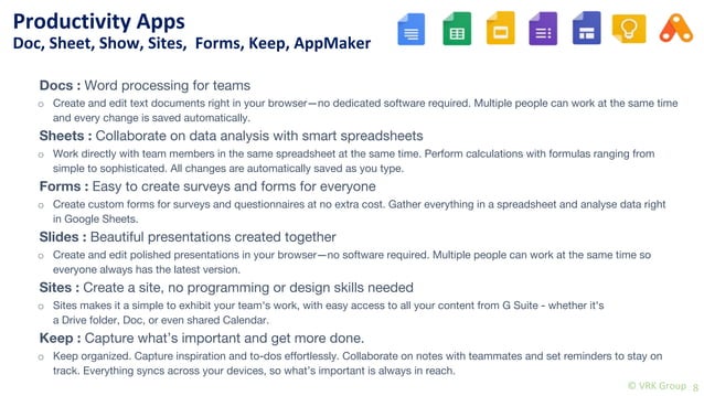 VRK Infotech- Google G Suite Presentation PPT | PDF | Web Conferencing | Computer Software and ...