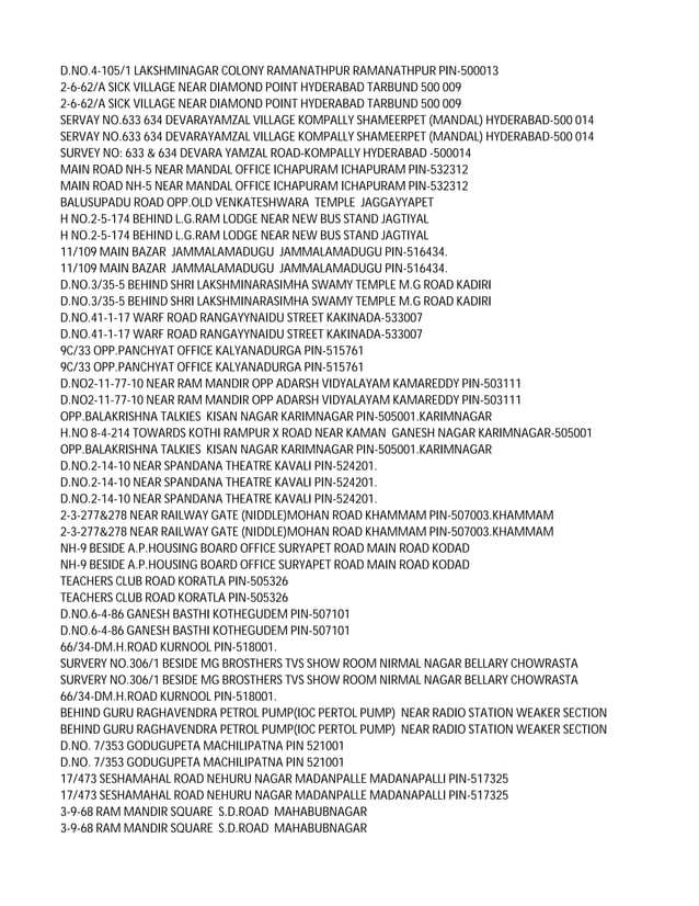 Vrl branch list | PDF