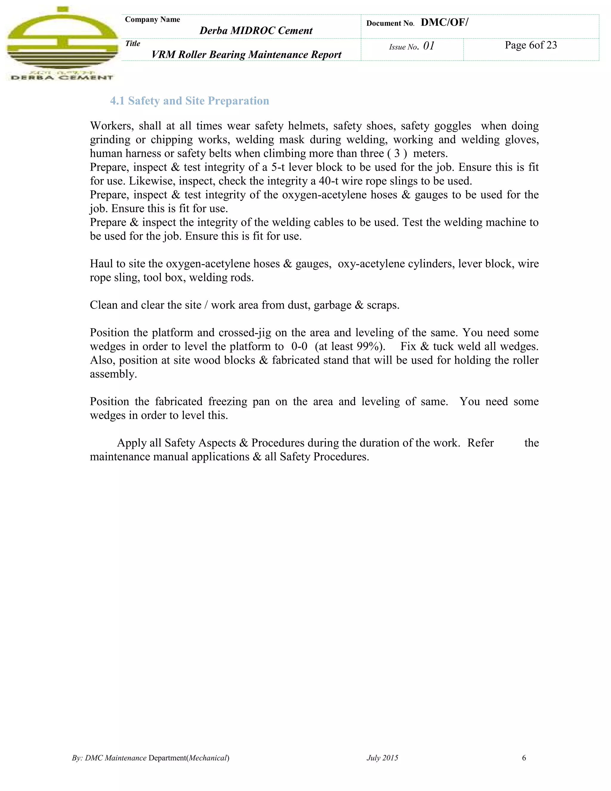 Vrm roller bearing_r3_maintenance_report | PDF