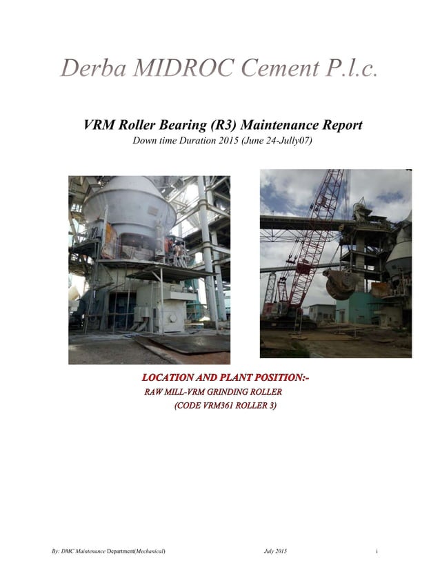 Vrm roller bearing_r3_maintenance_report | PDF | Home Improvement ...