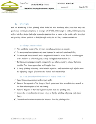 Vrm roller bearing_r3_maintenance_report | PDF