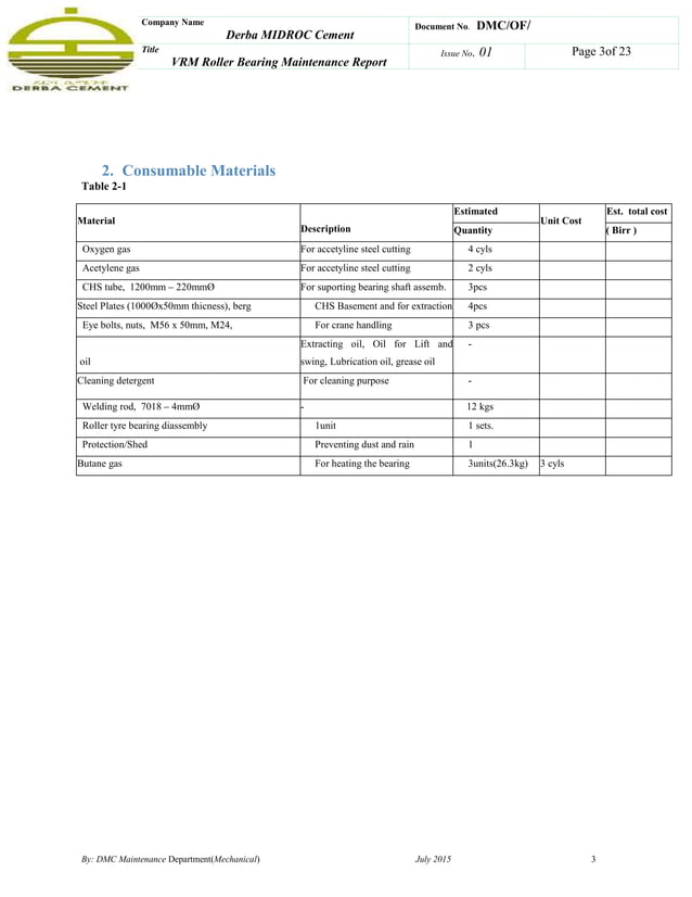 Vrm roller bearing_r3_maintenance_report | PDF | Home Improvement ...