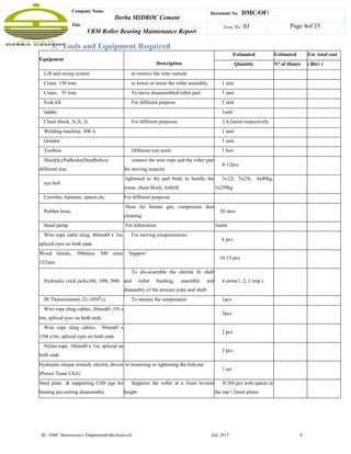 Vrm roller bearing_r3_maintenance_report | PDF