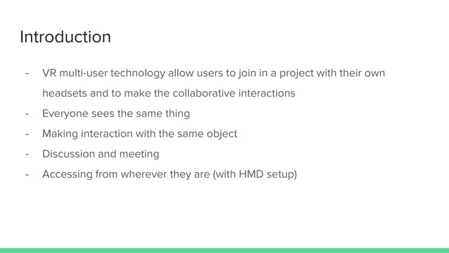 Vr multi user interaction | PPT