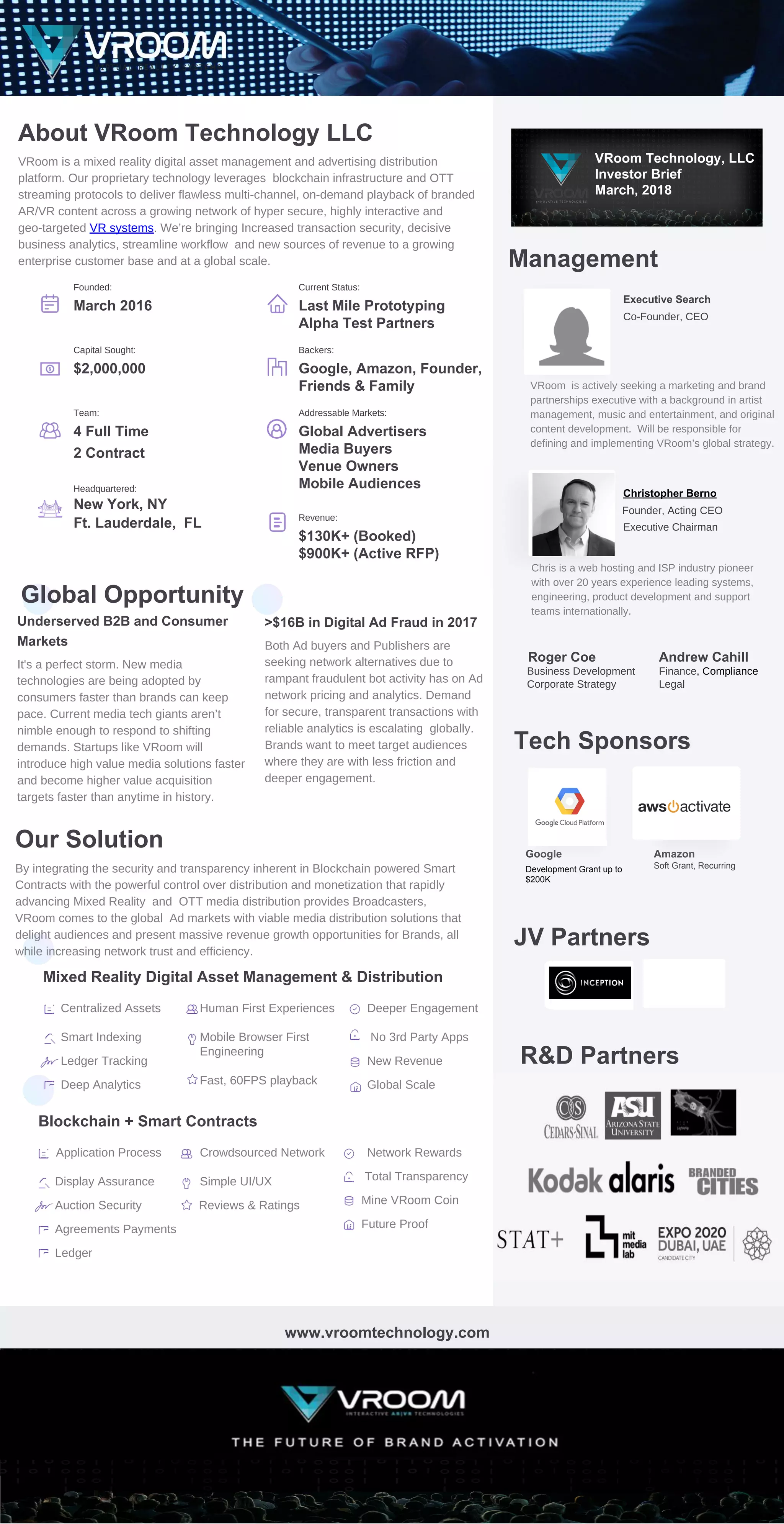 VRoom Technology - Media Tech Startup Investor Brief | PDF
