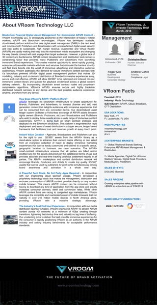 Vroom Technology LLC Investor Brief - March 2018 | PDF
