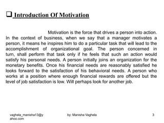 Vroom's expectancy theory of motivation | PPSX