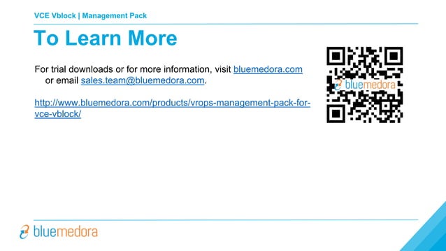 Blue Medora - VMware vROps Management Pack for VCE Vblock Overview | PPT