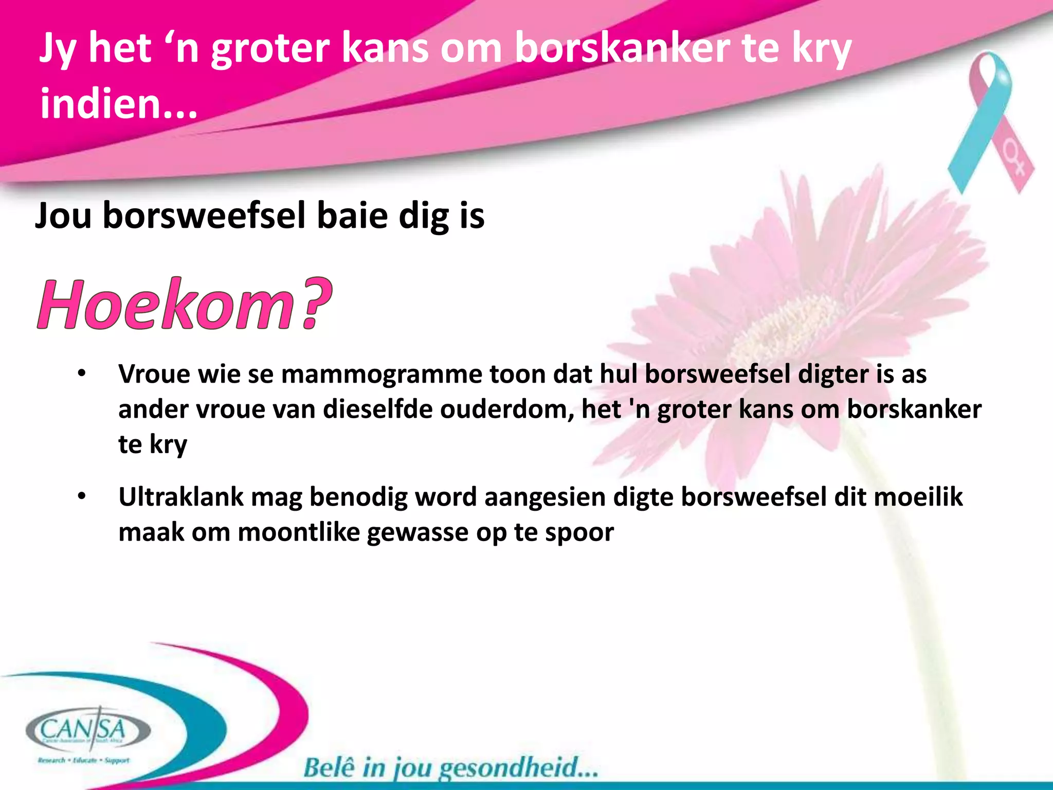 CANSA Vrouegesondheid - Borskanker | PPTX