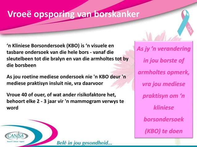 CANSA Vrouegesondheid - Borskanker | PPTX