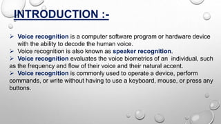Voice recognition system | PPTX