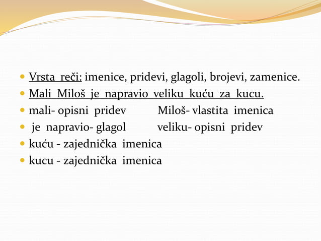 Vrste reči i služba reči u rečenici