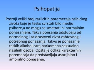 VRSTE I OBLICI PSIHOZA | PPT