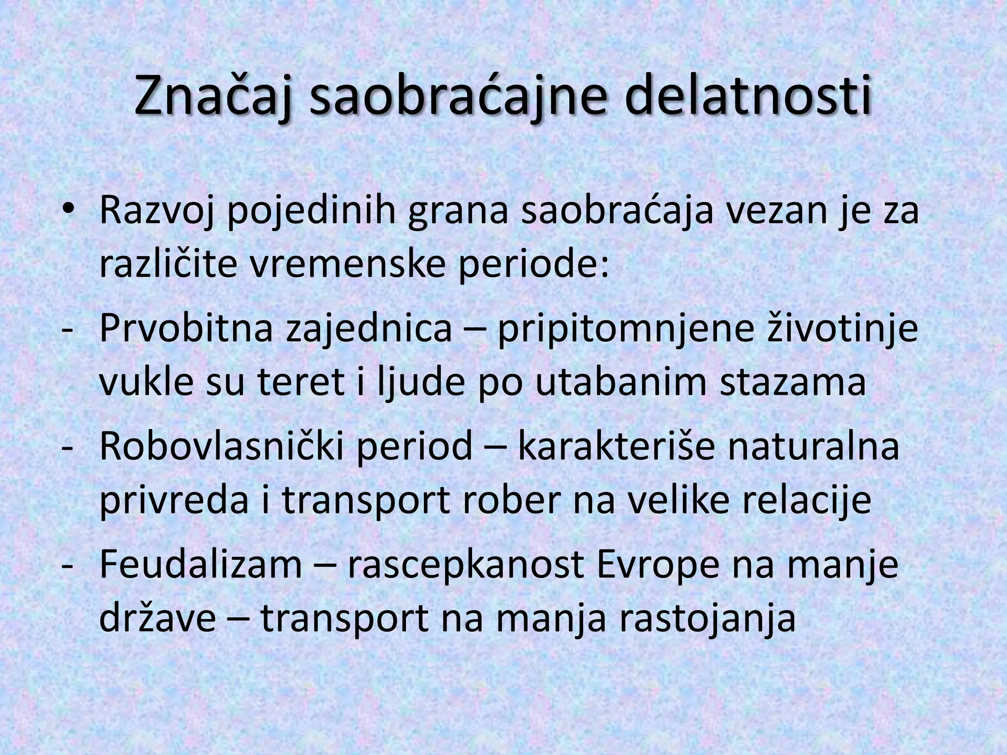 Vrste i vidovi saobracaja | PPTX
