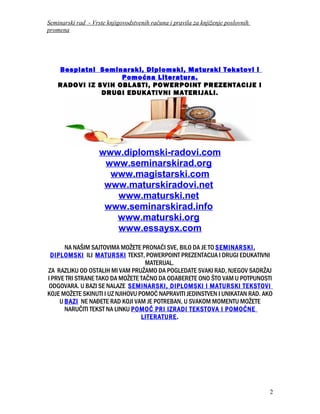 Vrste knjigovodstvenih racuna i pravila za knjizenje poslovnih promena ...