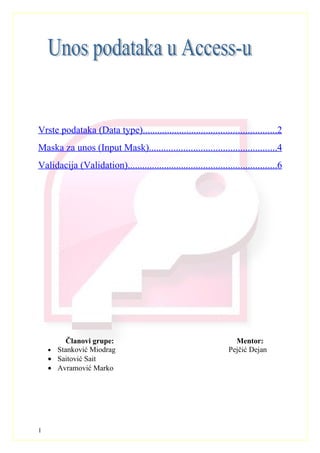 Unos podataka u Access-u | DOC