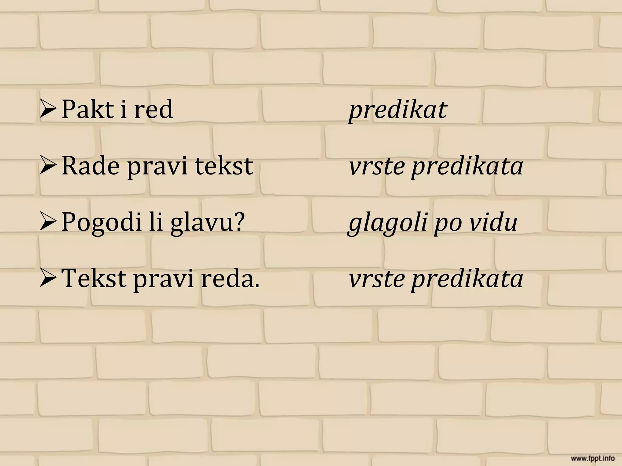 Vrste predikata kviz | PPTX