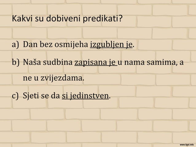 Vrste predikata kviz | PPTX