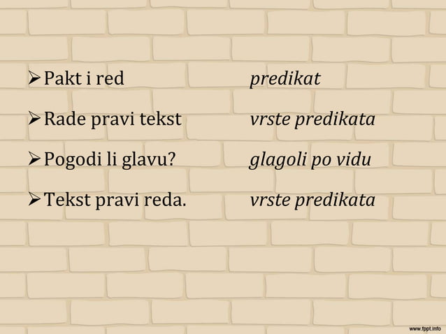 Vrste predikata kviz | PPTX