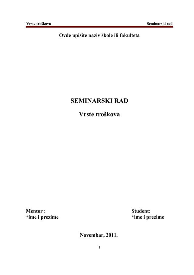 Vrste troskova | DOC