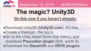 Vr technical workshop introduction to unity | PPTX