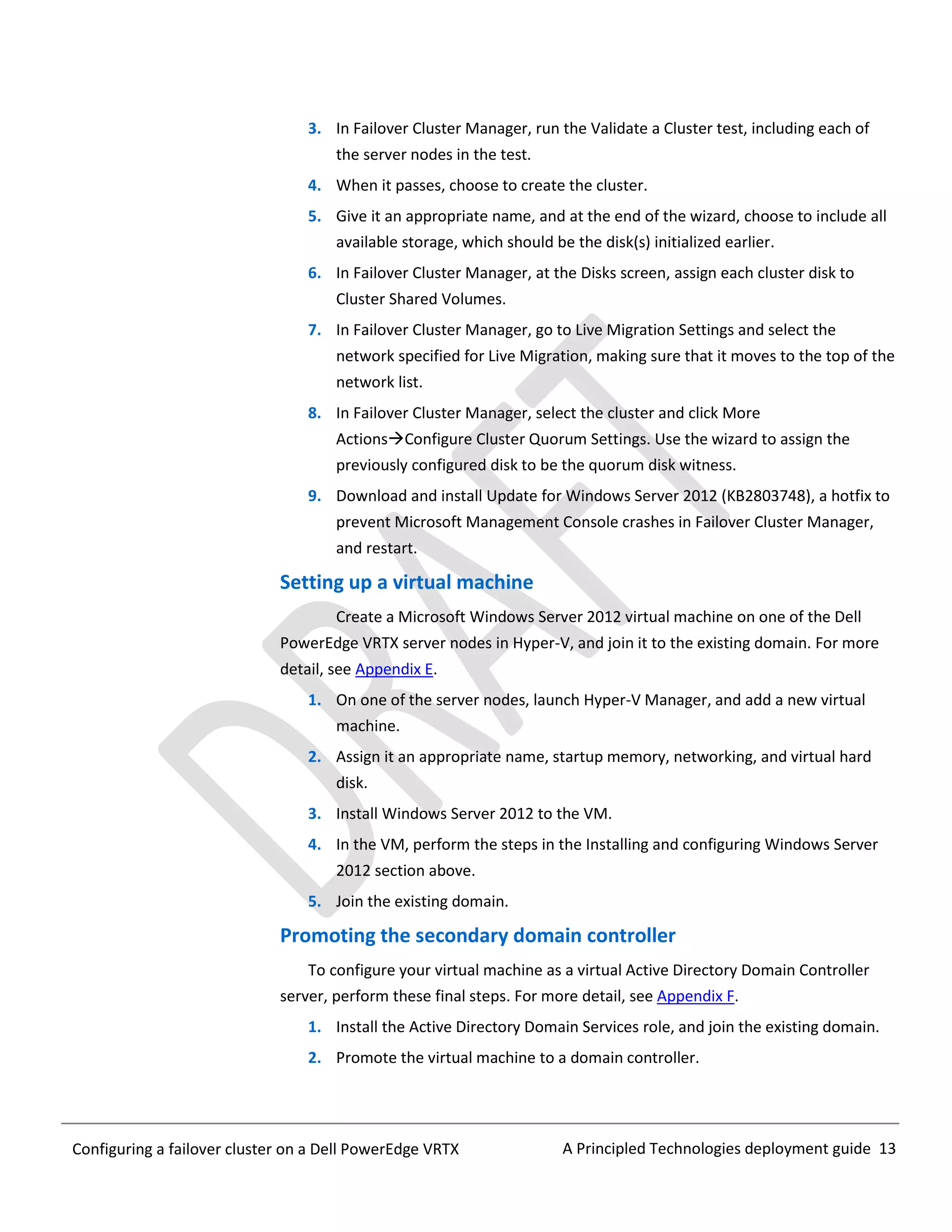 Configuring a failover cluster on a Dell PowerEdge VRTX | PDF