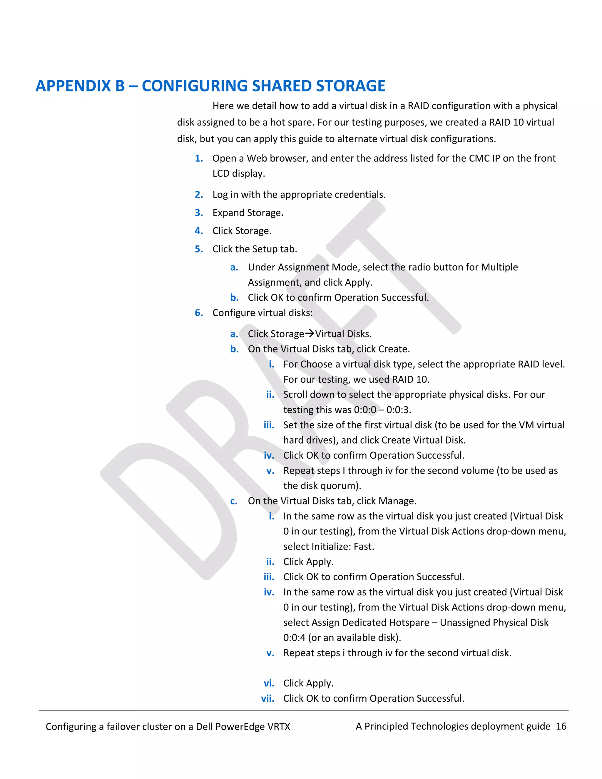 Configuring a failover cluster on a Dell PowerEdge VRTX | PDF
