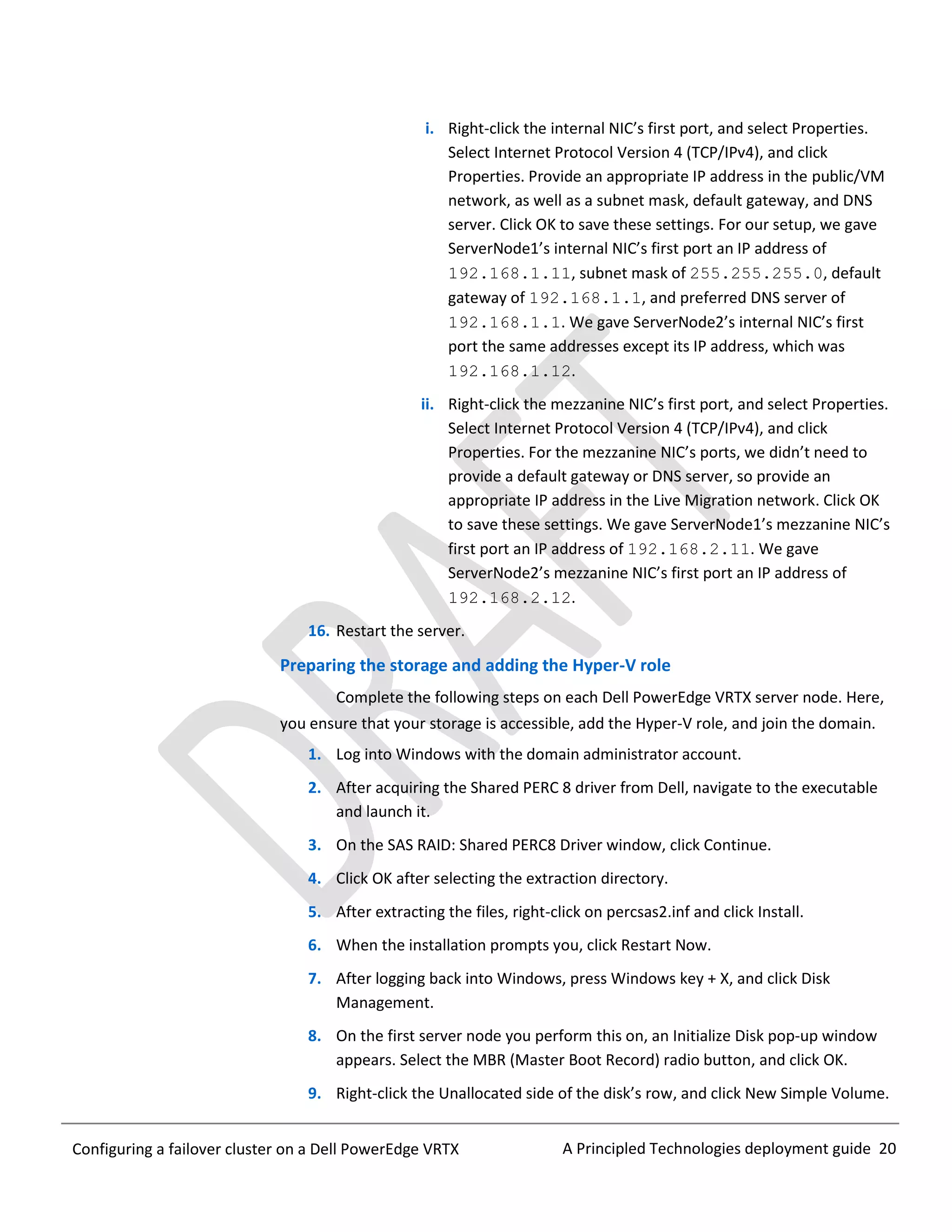 Configuring a failover cluster on a Dell PowerEdge VRTX | PDF