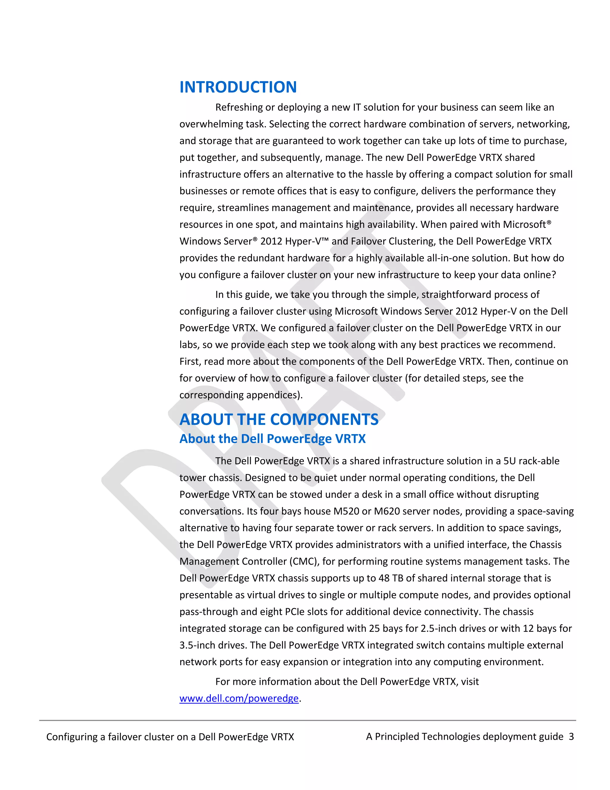 Configuring a failover cluster on a Dell PowerEdge VRTX | PDF