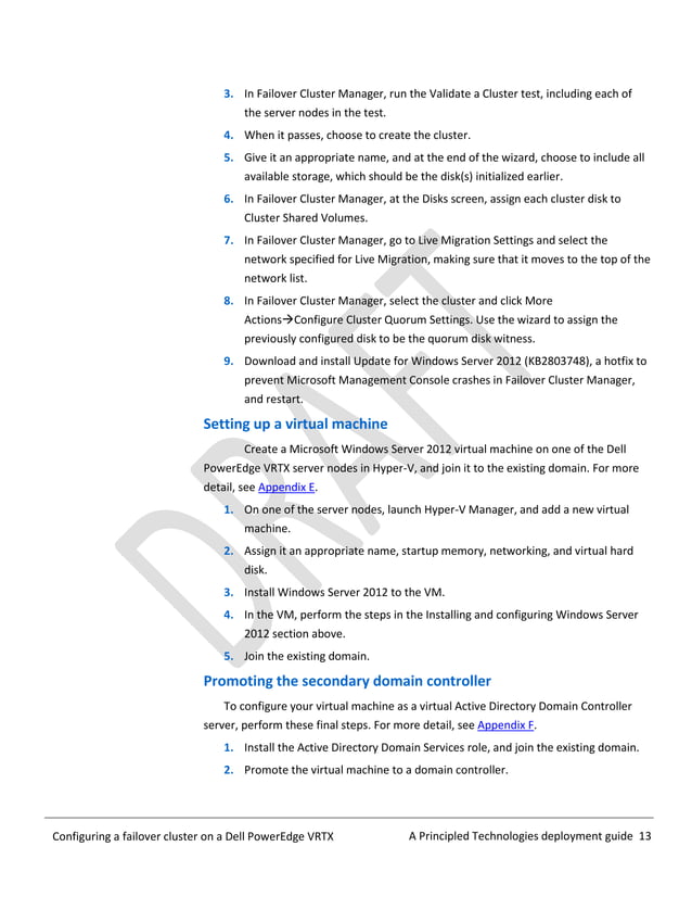 Configuring a failover cluster on a Dell PowerEdge VRTX | PDF | Desktops | Computing