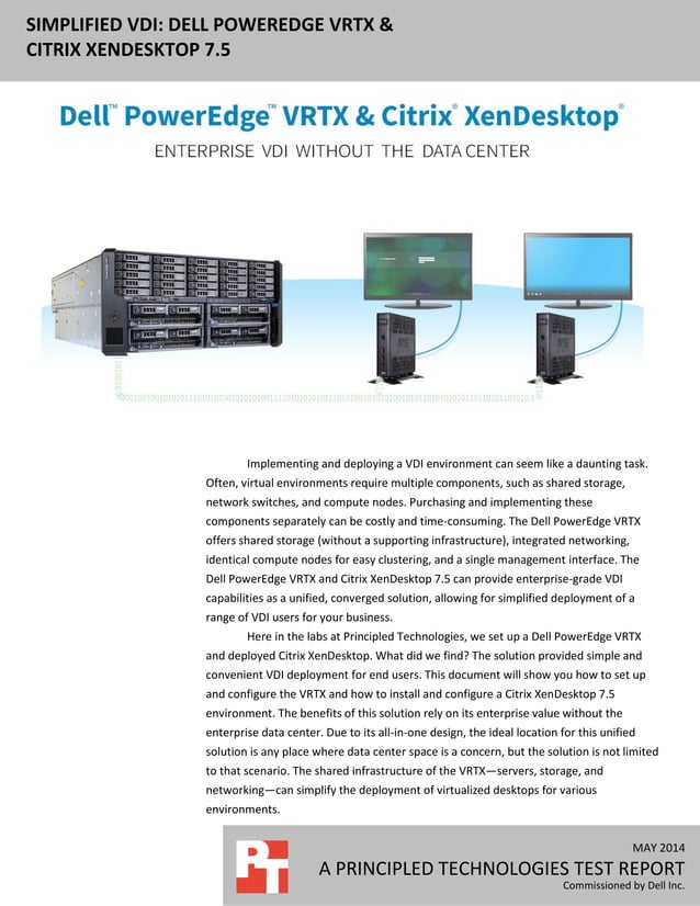 Simplified VDI: Dell PowerEdge VRTX & Citrix XenDesktop 7.5 | PDF