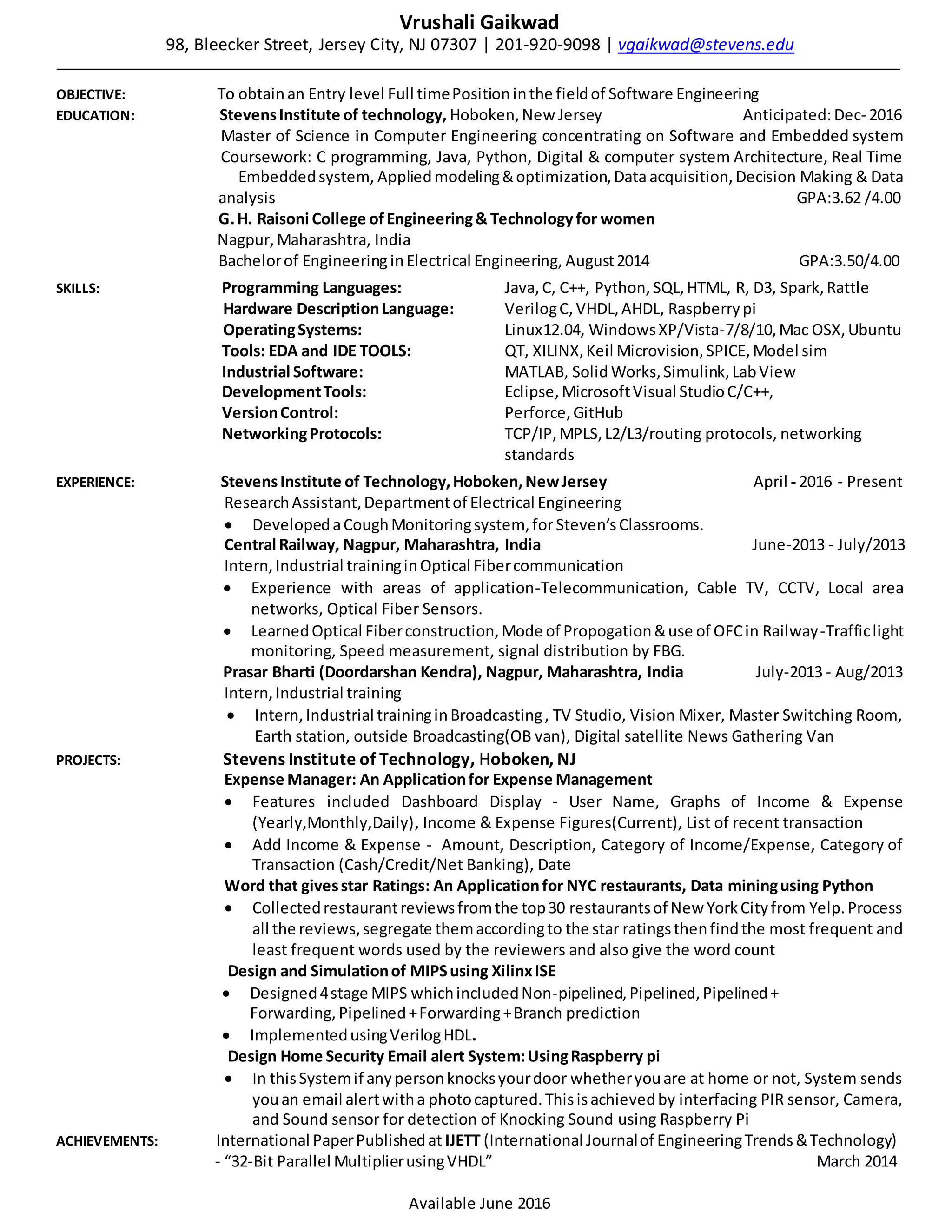 Vrushali resume | DOCX